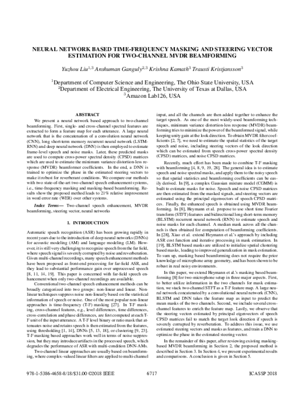 (PDF) Neural Network Based Time-Frequency Masking and Steering Vector Estimation for Two-Channel ...