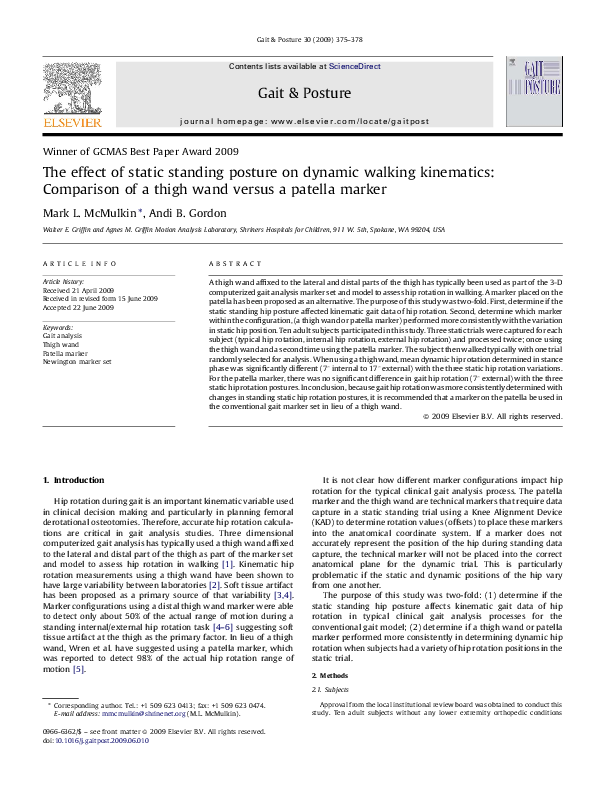 (PDF) The effect of static standing posture on dynamic walking ...
