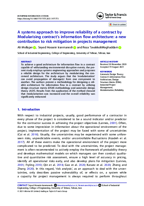 (PDF) A systems approach to improve reliability of a contract by Modularising contract's ...
