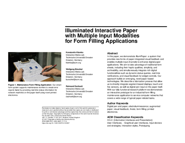 (PDF) Illuminated Interactive Paper with Multiple Input Modalities for ...