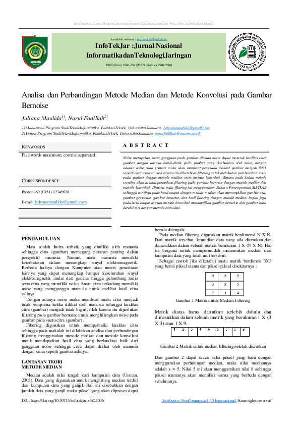 (PDF) Analisa Dan Perbandingan Metode Median Dan Metode Konvolusi Pada ...