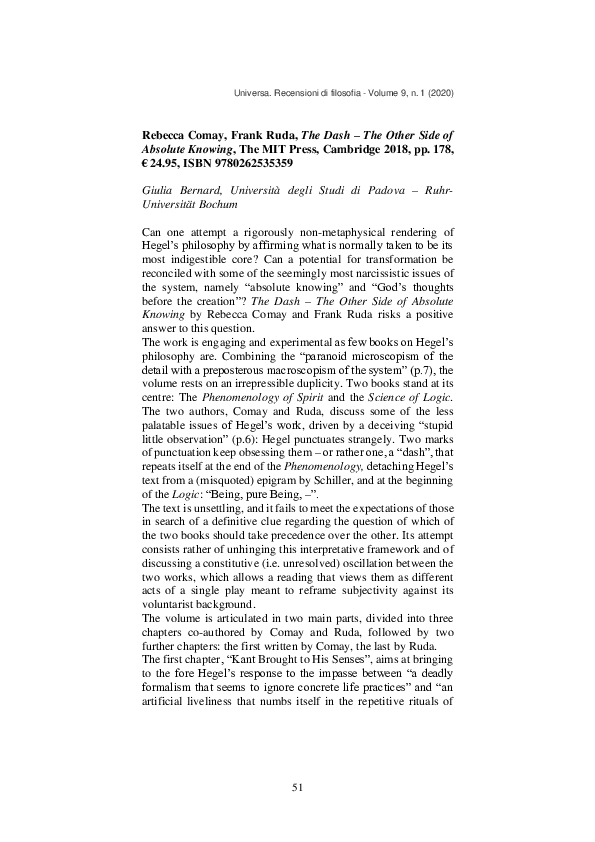 (PDF) Book Review: Rebecca Comay, Frank Ruda, The Dash – The Other Side ...