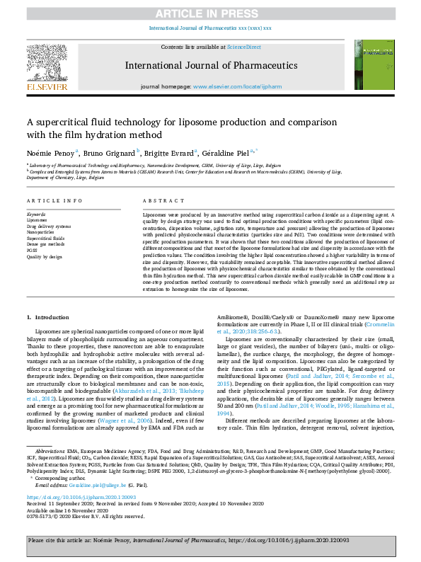 (PDF) A supercritical fluid technology for liposome production and ...