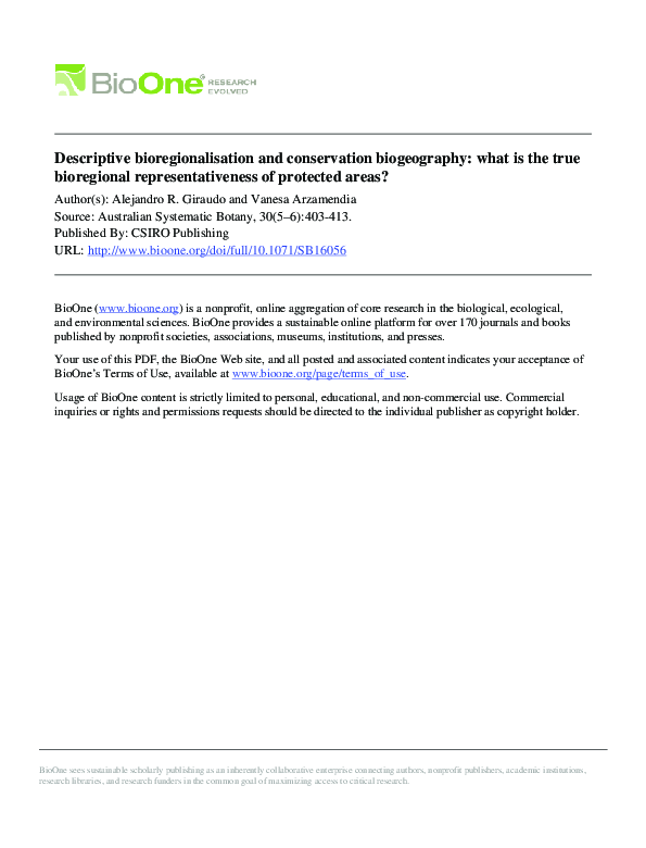 (PDF) Descriptive bioregionalisation and conservation biogeography ...