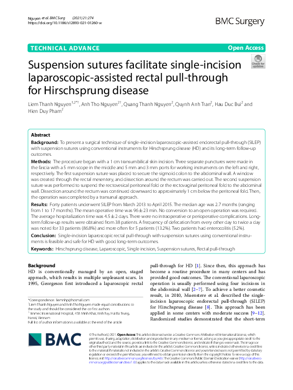 (PDF) Suspension sutures facilitate single-incision laparoscopic ...
