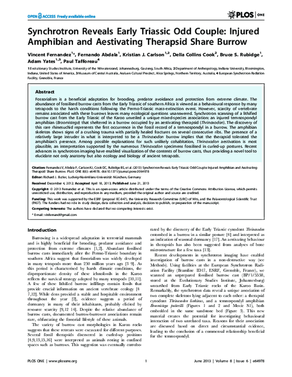 (PDF) Synchrotron Reveals Early Triassic Odd Couple: Injured Amphibian ...