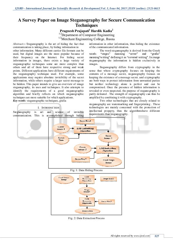 (PDF) A Survey Paper on Image Steganography for Secure Communication Techniques