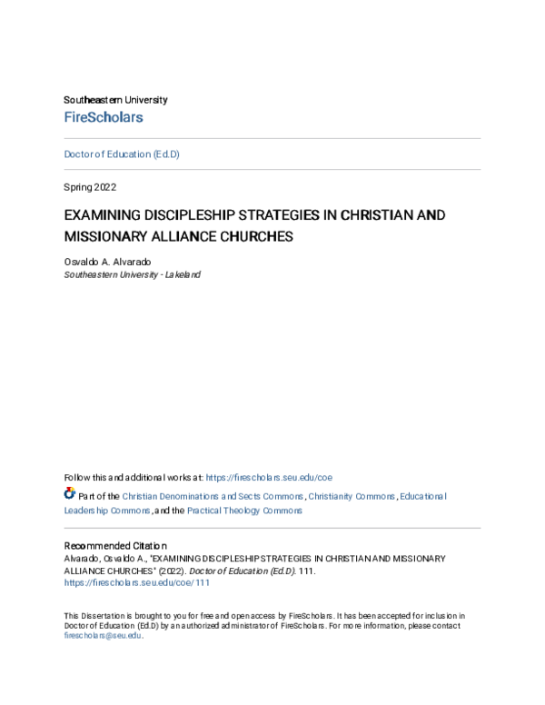 (PDF) EXAMINING DISCIPLESHIP STRATEGIES IN CHRISTIAN AND MISSIONARY ALL