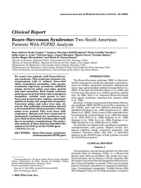 (PDF) Beare-Stevenson syndrome: Two south american patients ...