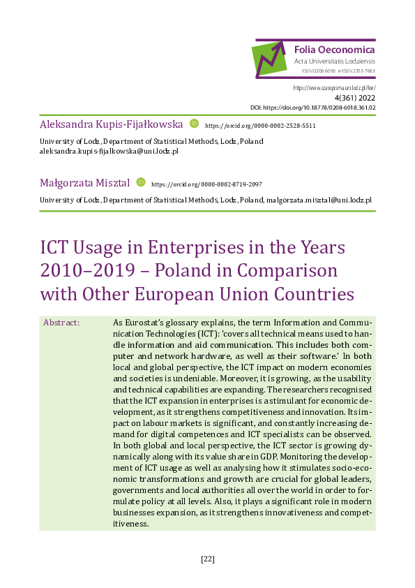 (PDF) ICT Usage in Enterprises in the Years 2010–2019 – Poland in ...