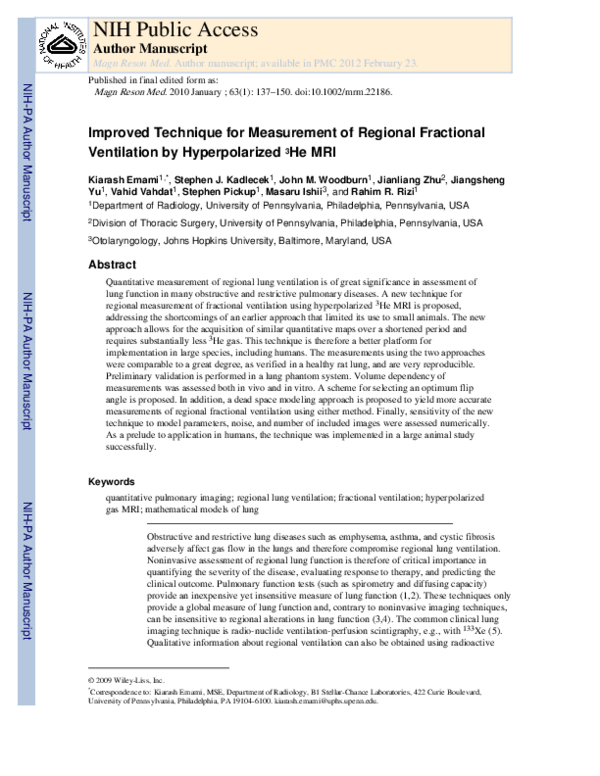 (PDF) Improved technique for measurement of regional fractional ...