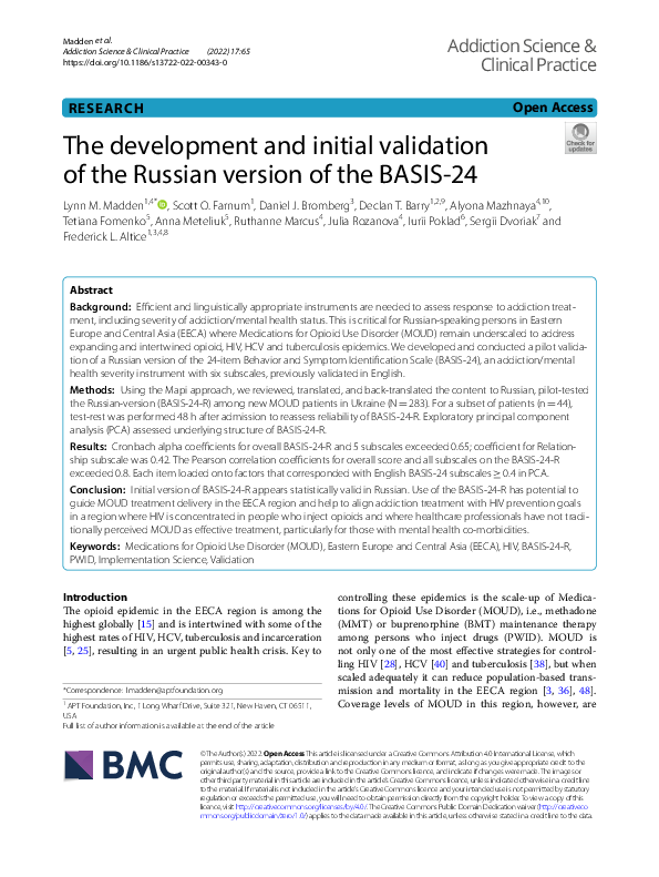 (PDF) The development and initial validation of the Russian version of ...