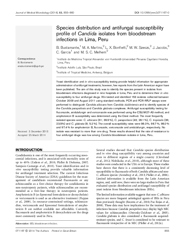 (PDF) Species distribution and antifungal susceptibility among clinical ...