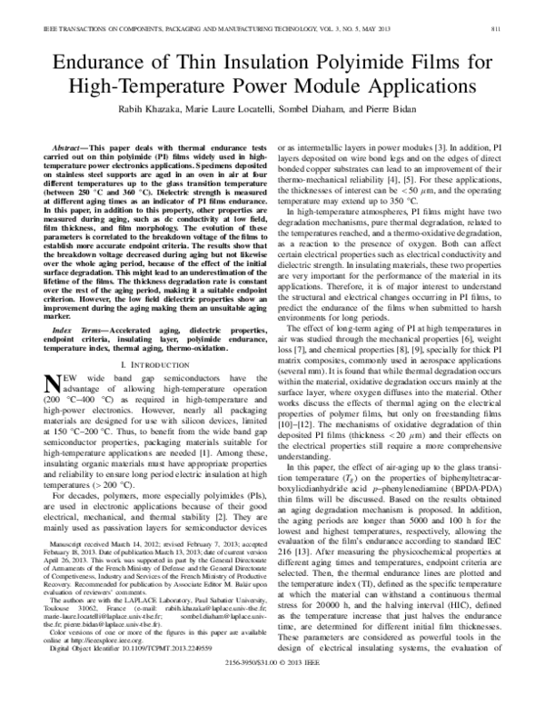 (PDF) Endurance of Thin Insulation Polyimide Films for High-Temperature ...