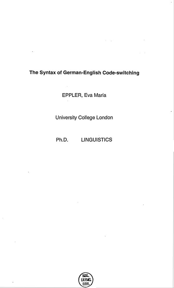 (PDF) The syntax of German-English code-switching