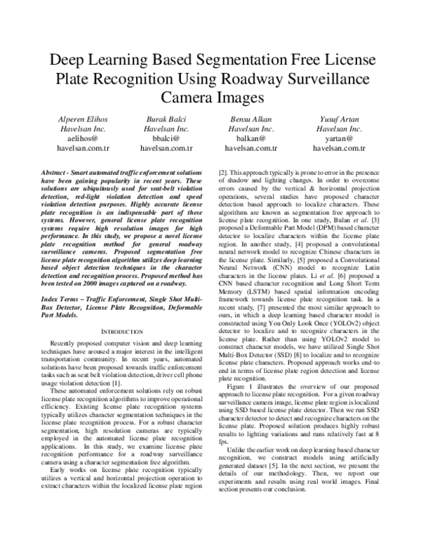 (PDF) Segmentation-Free License Plate Recognition