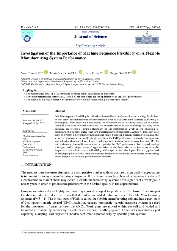 (PDF) Investigation of the importance of machine sequence flexibility on a flexible ...