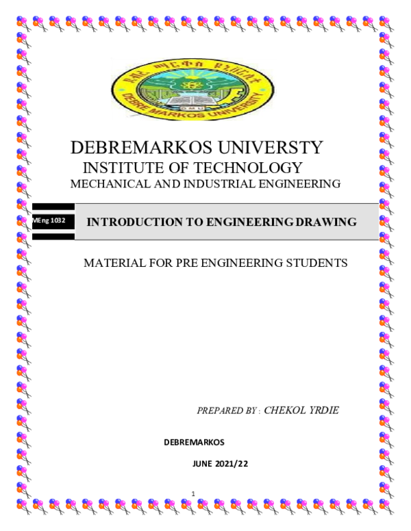 (PDF) introduction to engineering drawing written by chekol yrdie