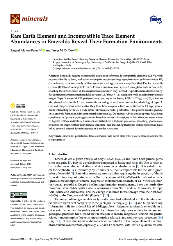(PDF) Rare Earth Element and Incompatible Trace Element Abundances in Emeralds Reveal Their ...