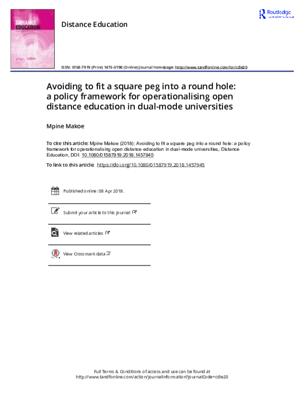 (PDF) Avoiding to fit a square peg into a round hole: a policy ...