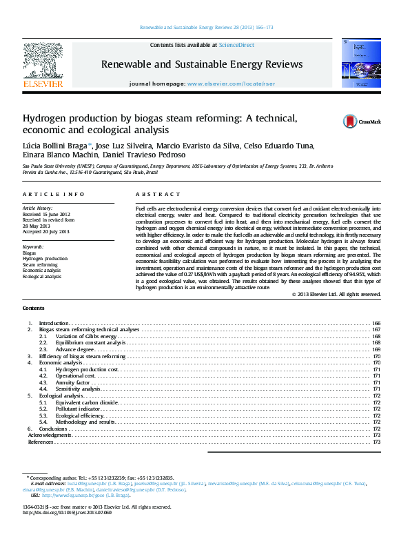 (PDF) Hydrogen production by biogas steam reforming: A technical, economic and ecological analysis