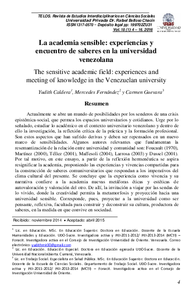 (PDF) La academia sensible: Experiencias y encuentro de saberes en la ...