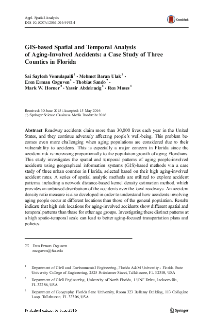 (PDF) GIS-based Spatial and Temporal Analysis of Aging-Involved Accidents: a Case Study of Three ...