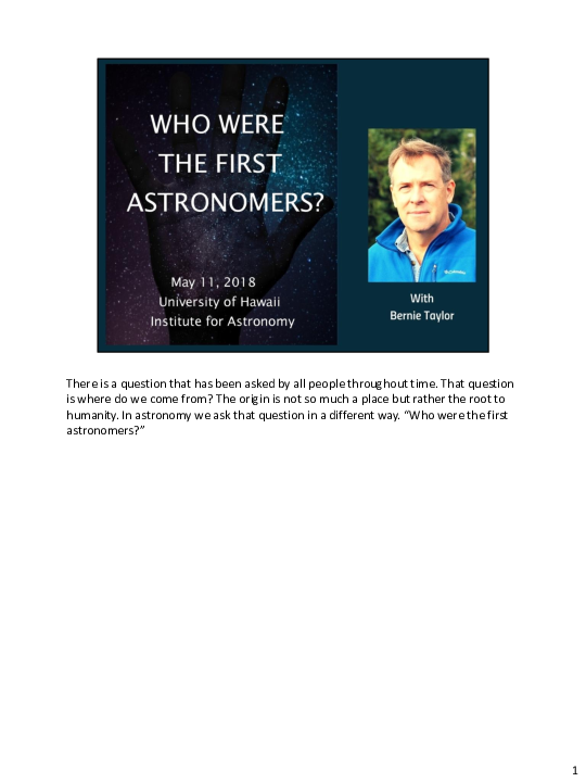 (PDF) Who were the first astronomers? - Institute for Astronomy Maui ...