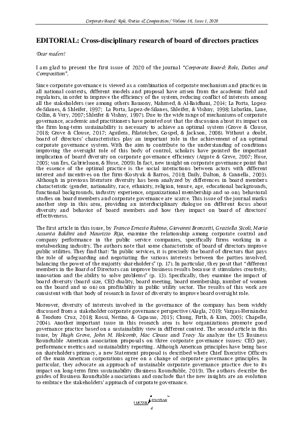 (PDF) Editorial: Cross-disciplinary research of board of directors ...