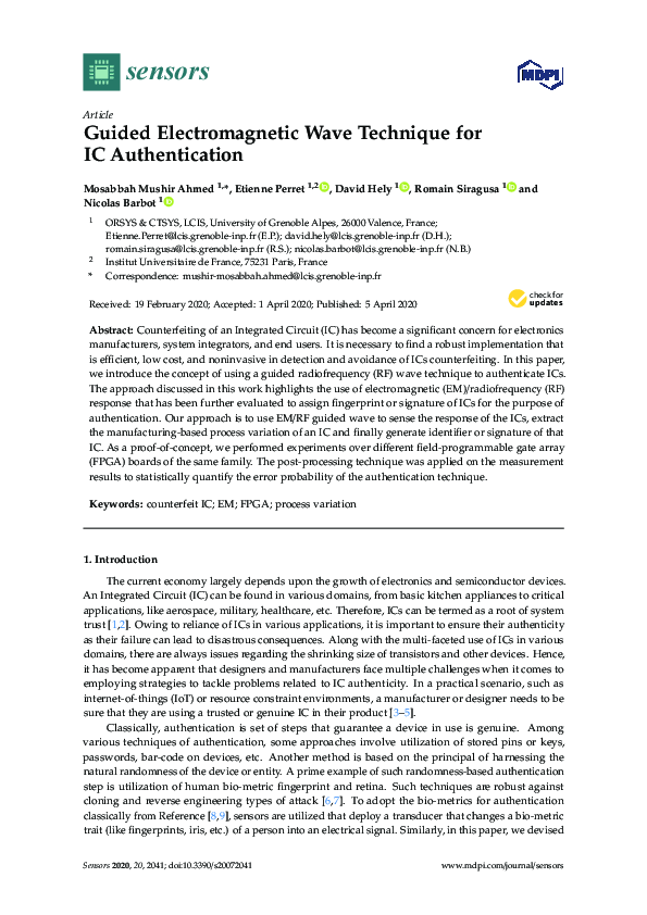 (PDF) Guided Electromagnetic Wave Technique for IC Authentication