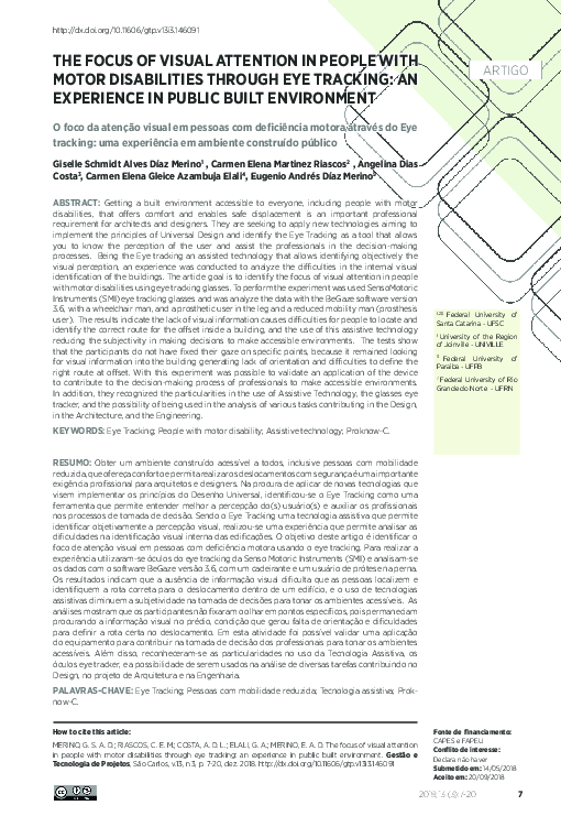 (PDF) The focus of visual attention in people with motor disabilities ...