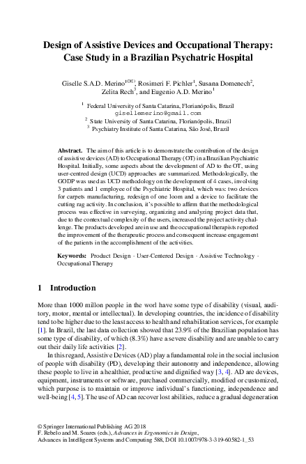 (PDF) Design of Assistive Devices and Occupational Therapy: Case Study ...