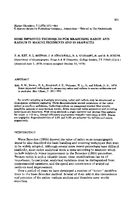 (PDF) Some improved techniques for measuring radon and radium in marine ...
