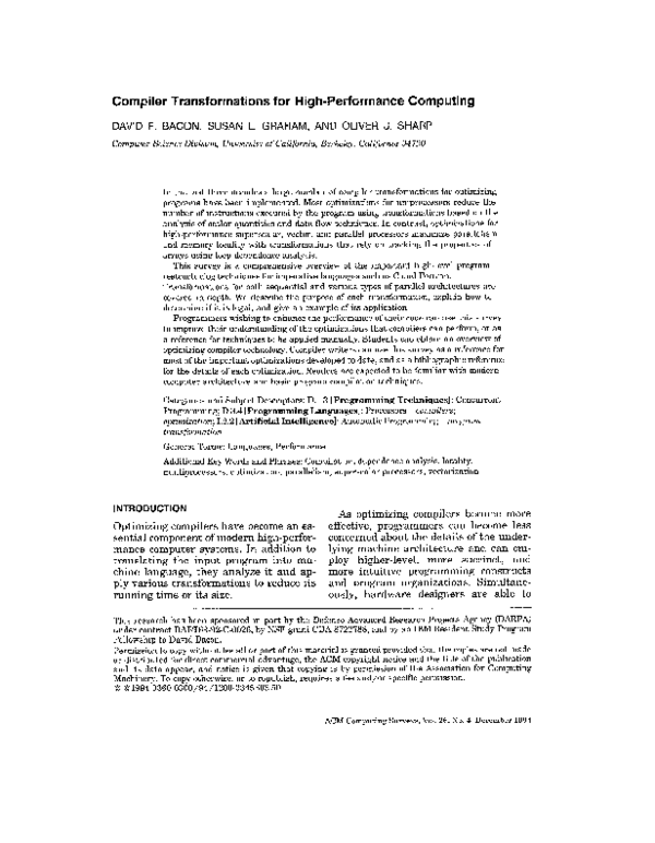 (PDF) Compiler transformations for high-performance computing
