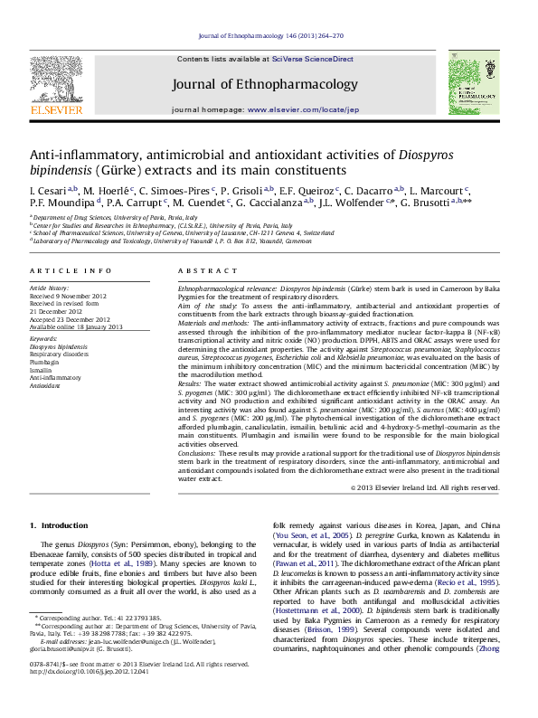 (PDF) Anti-inflammatory, antimicrobial and antioxidant activities of ...