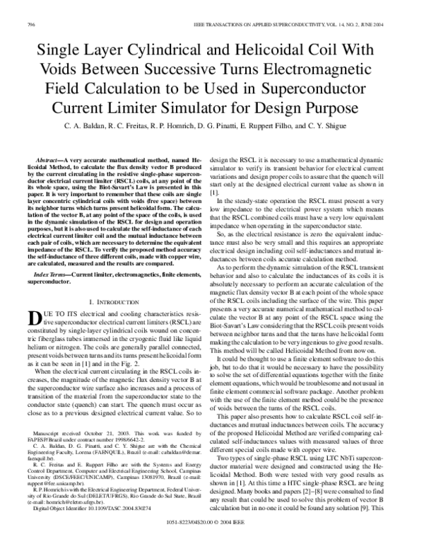 (PDF) Single Layer Cylindrical and Helicoidal Coil With Voids Between Successive Turns ...