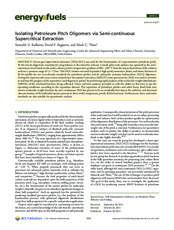 (PDF) Isolating Petroleum Pitch Oligomers via Semi-continuous ...