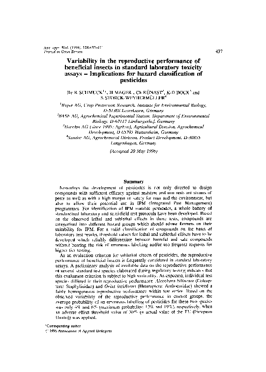 (PDF) Variability in the reproductive performance of beneficial insects ...