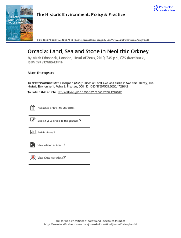 (PDF) Orcadia: Land, Sea and Stone in Neolithic Orkney