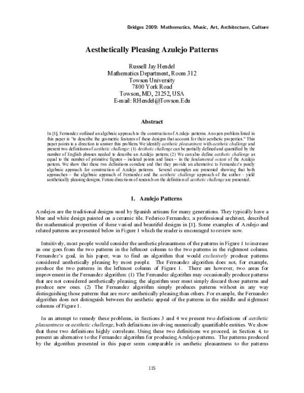 (PDF) Aesthetically Pleasing Azulejo Patterns