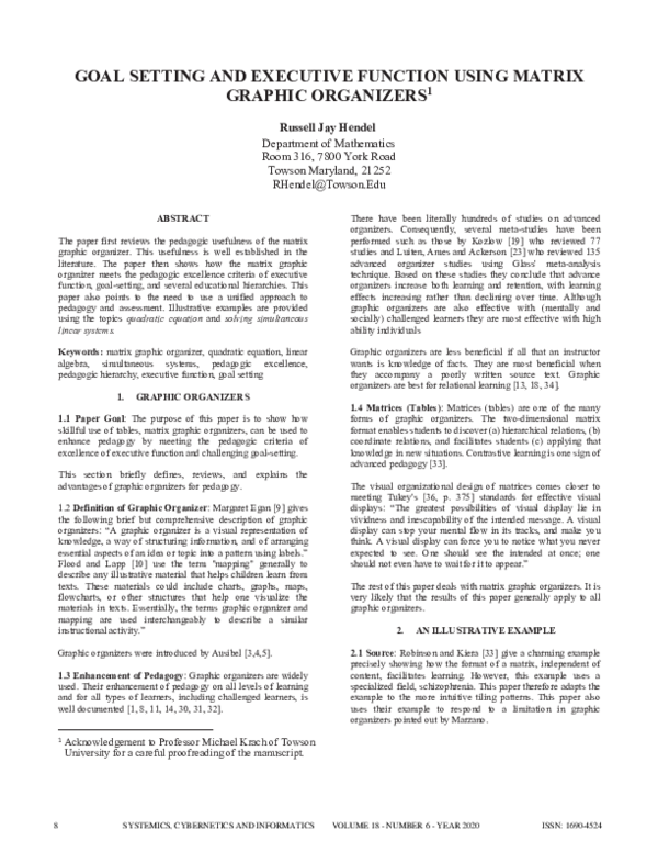 (PDF) Goal Setting and Executive Function Using Matrix Graphic ...