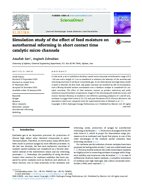 (PDF) Simulation study of the effect of feed moisture on autothermal ...