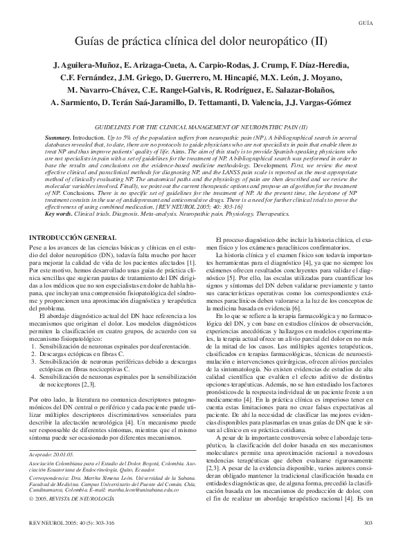 (PDF) [Guidelines for the clinical management of neuropathic pain (I ...