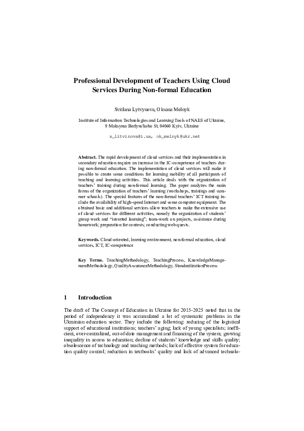 (PDF) Professional Development of Teachers Using Cloud Services During ...
