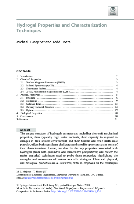 (PDF) Hydrogel Properties and Characterization Techniques