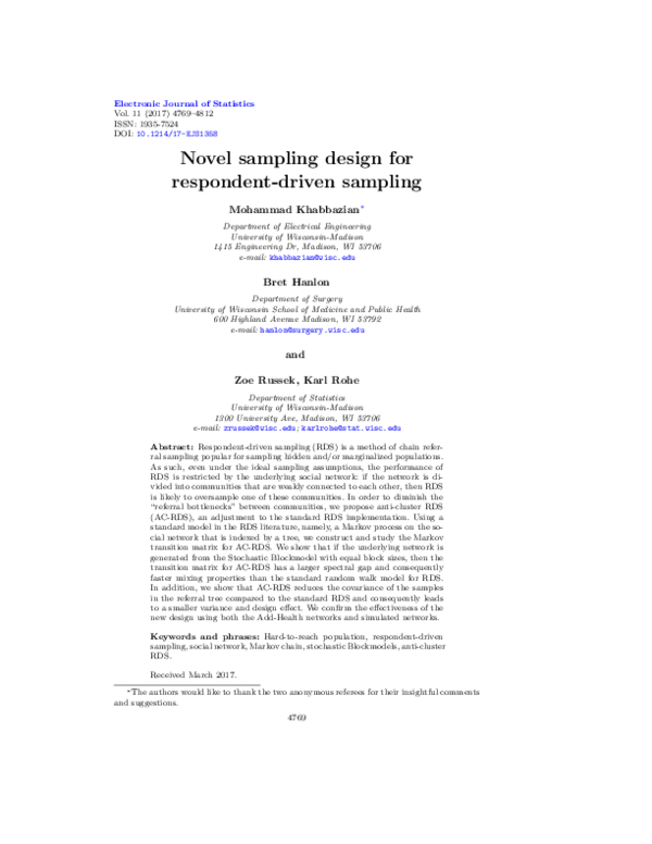 (PDF) Novel sampling design for respondent-driven sampling