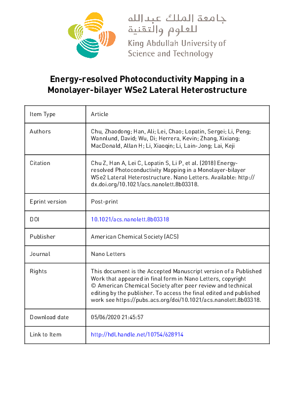 (PDF) {"__content__"=>"Energy-Resolved Photoconductivity Mapping in a ...