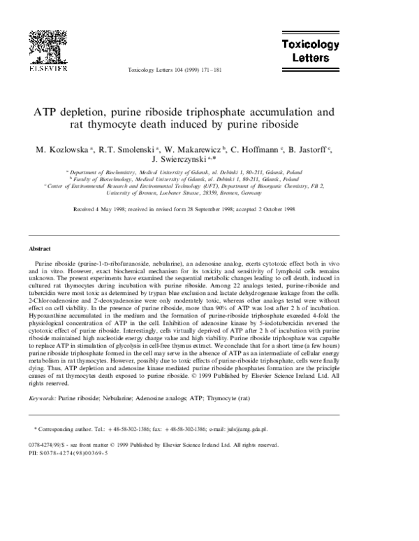 (PDF) ATP depletion, purine riboside triphosphate accumulation and rat ...