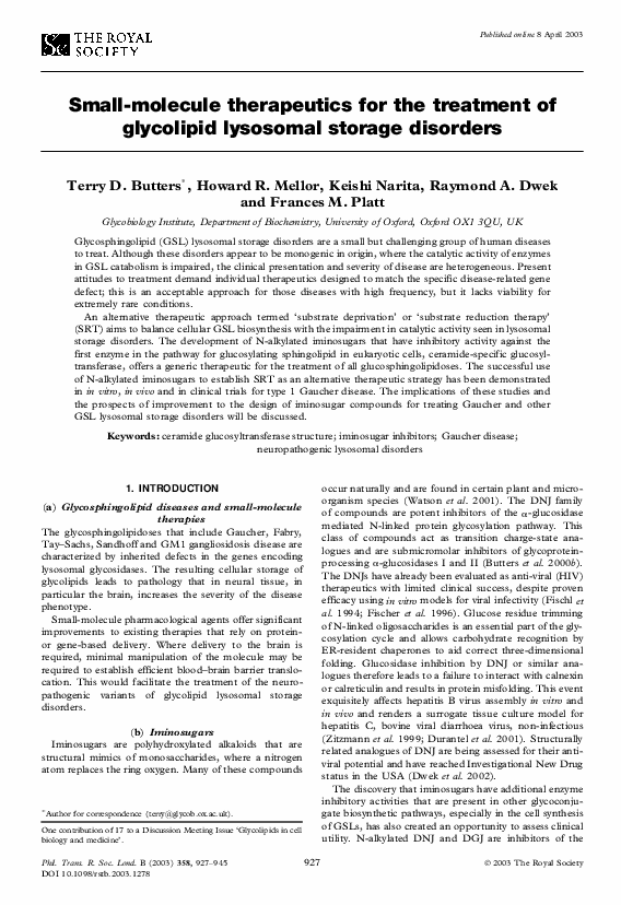 (PDF) Small-molecule therapeutics for the treatment of glycolipid ...