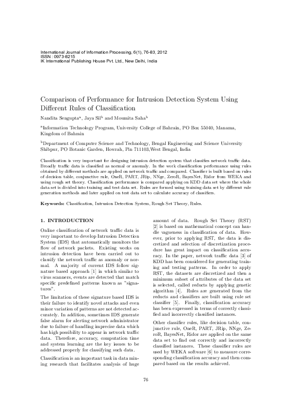 Pdf Comparison Of Performance For Intrusion Detection System Using